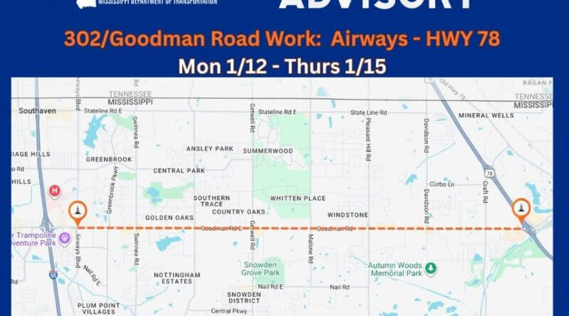 MDOT plans road work on Goodman Road Jan. 12-15 with lane closures ...
