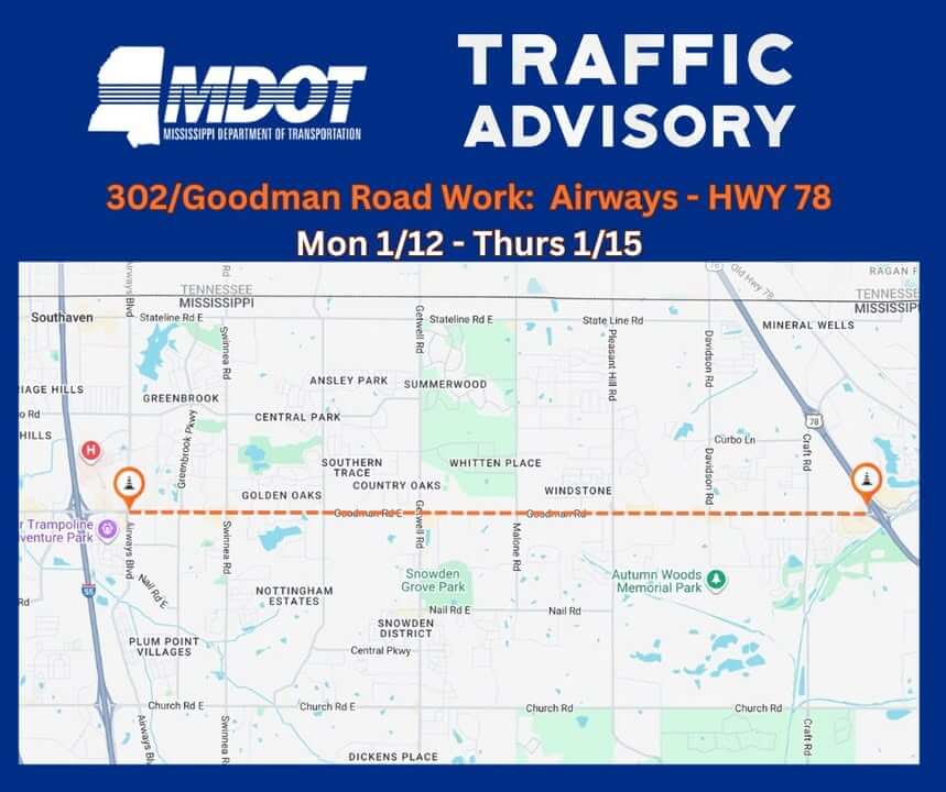 MDOT plans road work on Goodman Road Jan. 12-15 with lane closures ...