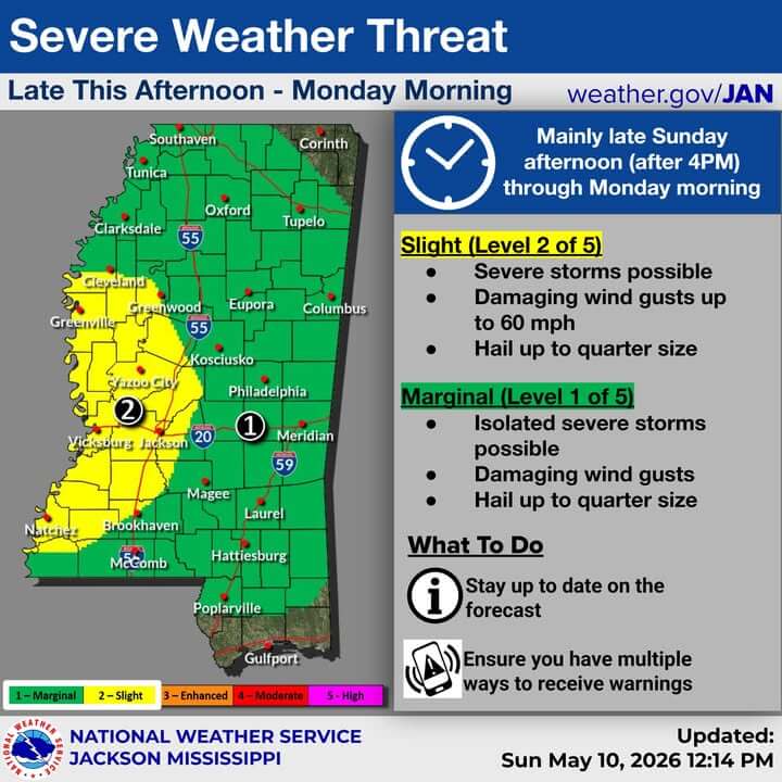 National Weather Service issues slight severe-storm risk for parts of ...