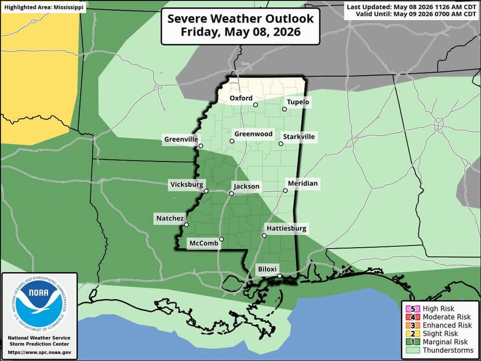 Parts of Mississippi face marginal risk for severe storms | Mississippi ...