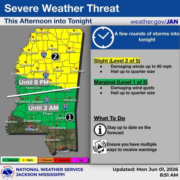 National Weather Service issues slight risk for severe storms in ...