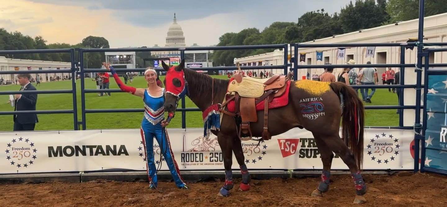 Olivia Jones and horse Red represent Mississippi at Rodeo 250 ...